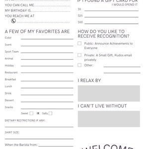 All About Me- Co-worker Questions - Etsy