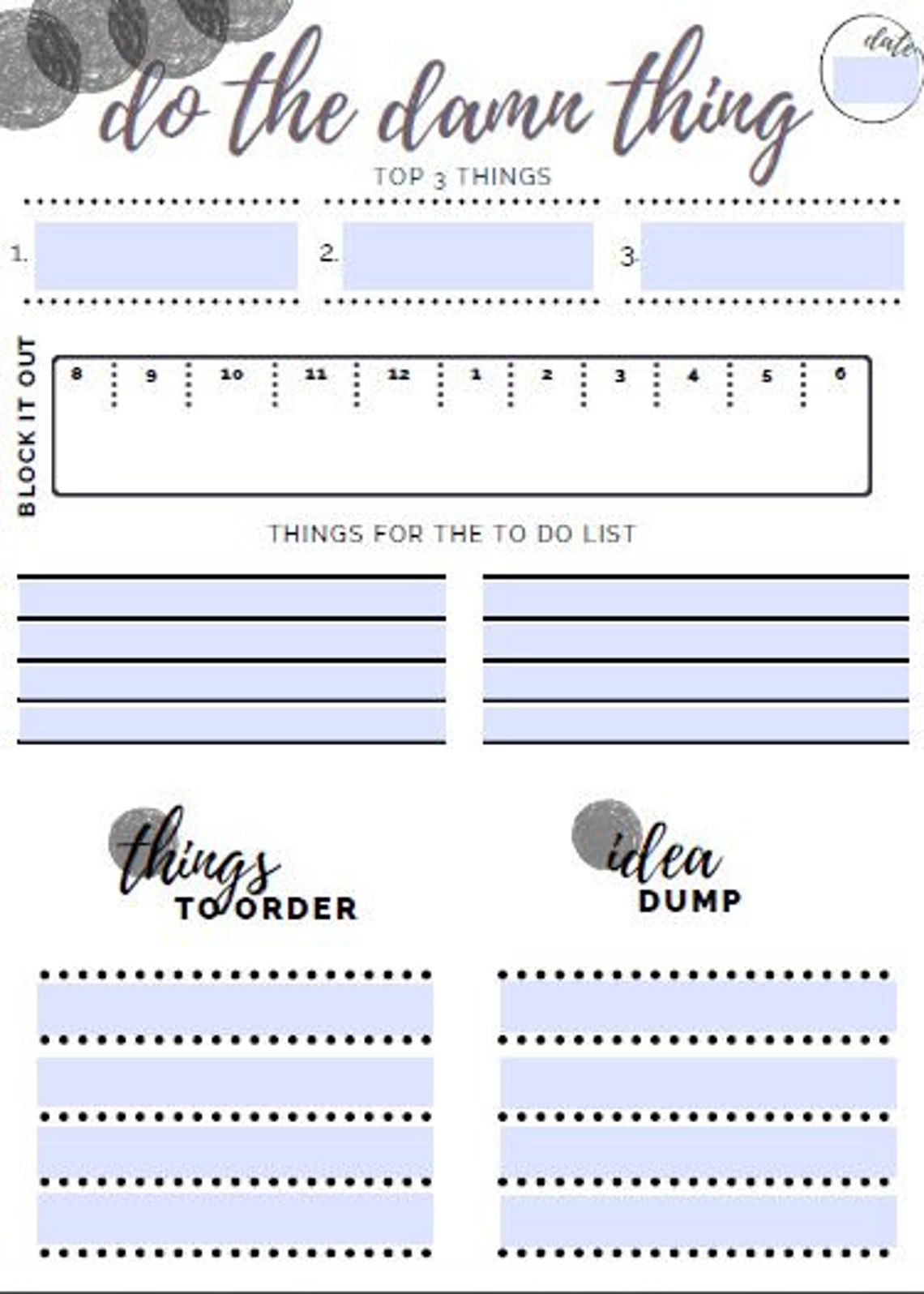 Editable PDF Daily Planner & to Do List - Etsy