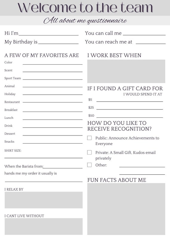 All About Me CUSTOMIZABLE IN CANVA Editable Fields Pdf - Etsy