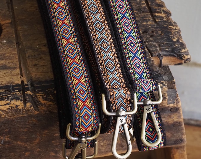 Slim Retro Purse Strap, Geometric Pattern, Replacement Crossbody Strap - Etsy