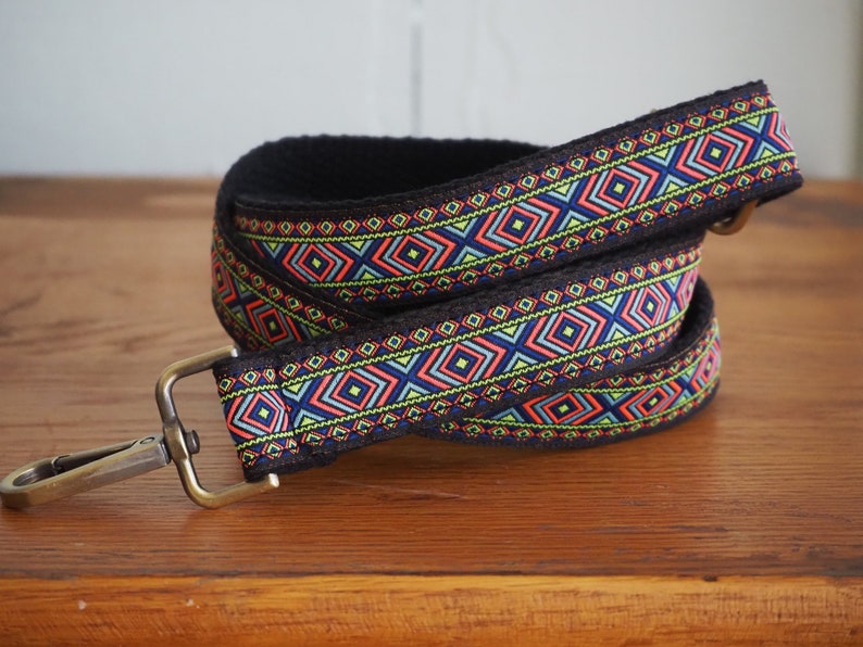 Slim Retro Purse Strap, Geometric Pattern, Replacement Crossbody Strap ...
