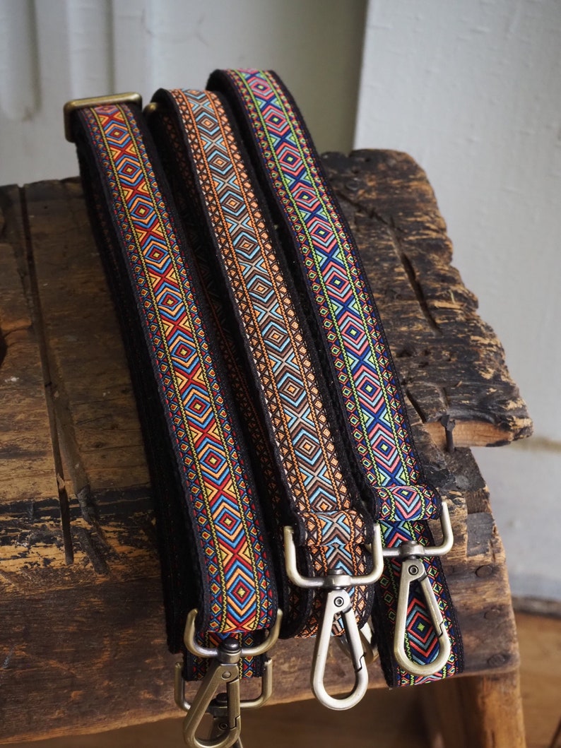 Slim Retro Purse Strap, Geometric Pattern, Replacement Crossbody Strap ...