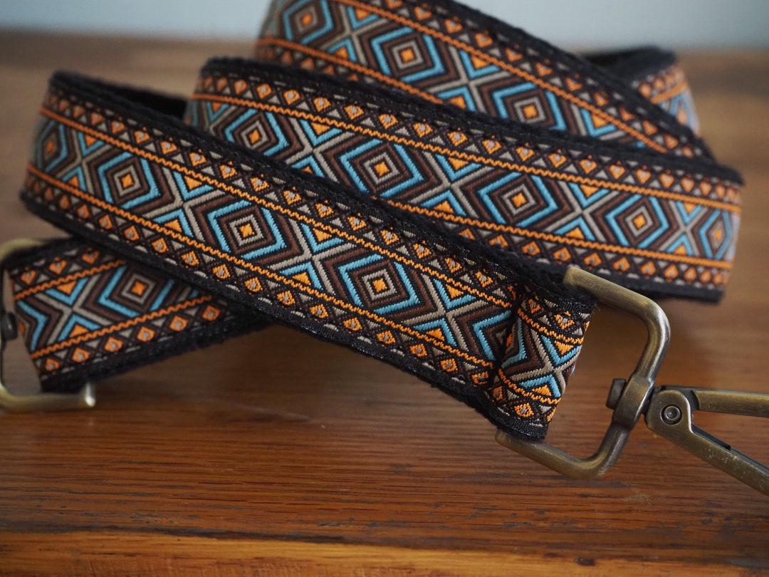 Slim Retro Purse Strap, Geometric Pattern, Replacement Crossbody Strap ...