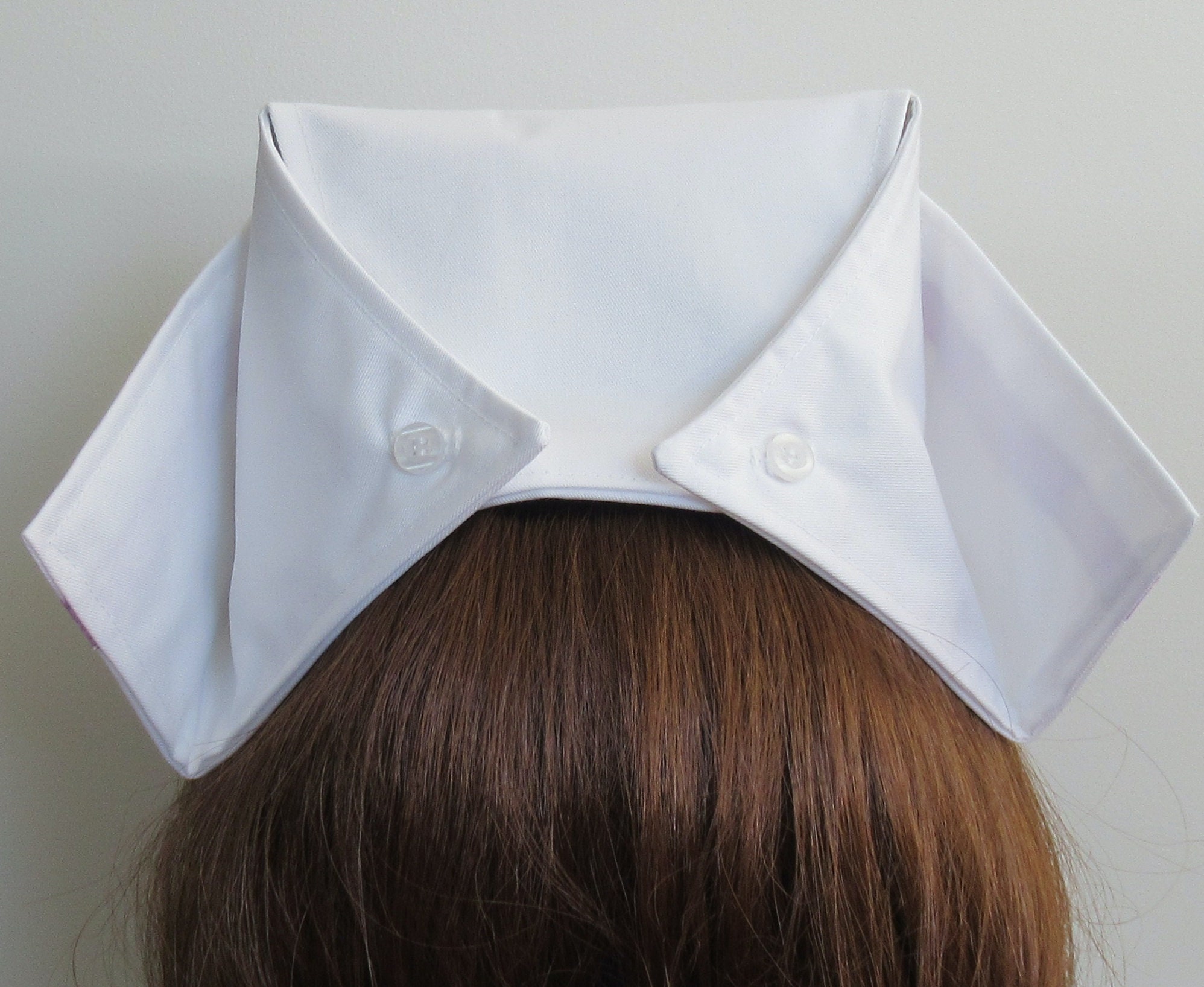 FABRIC NURSE'S HAT in a Vintage Style, White Nurse Cap With Lilac ...