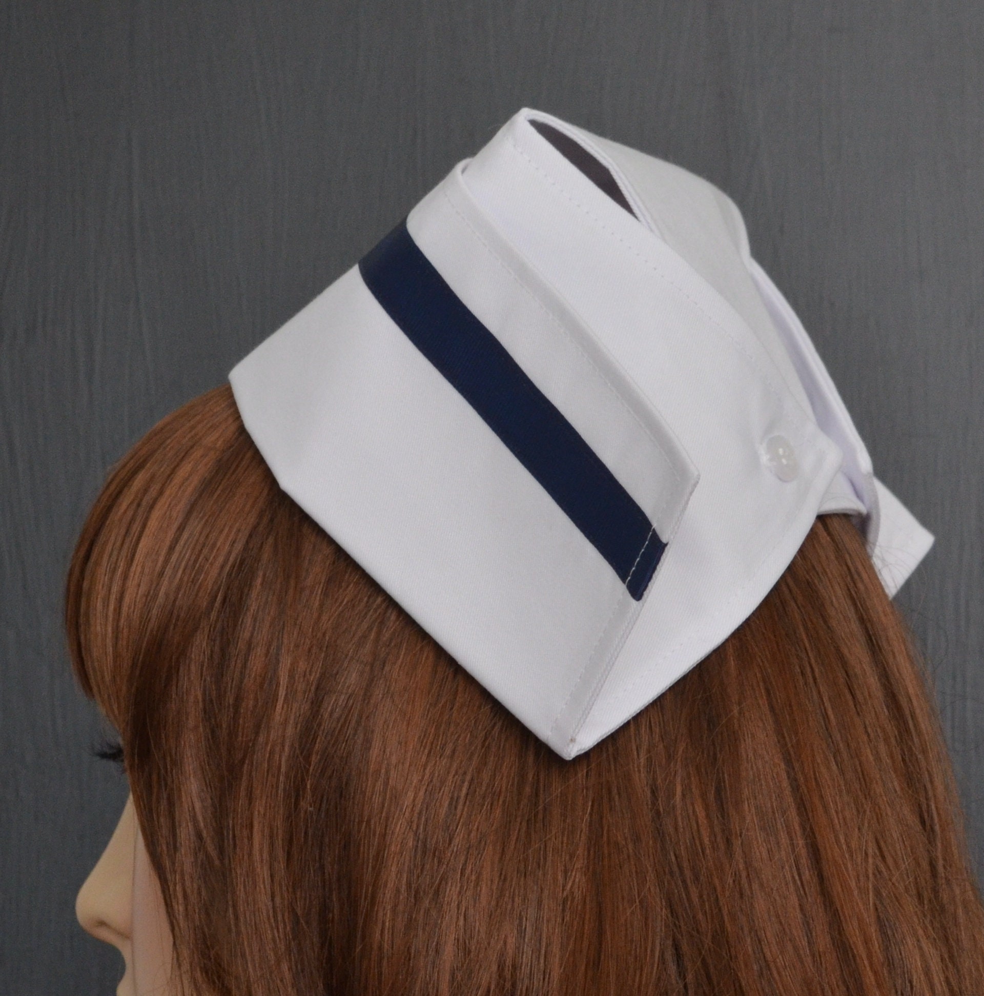 Vintage Style FABRIC NURSE'S HAT White Nurse Cap With Navy - Etsy