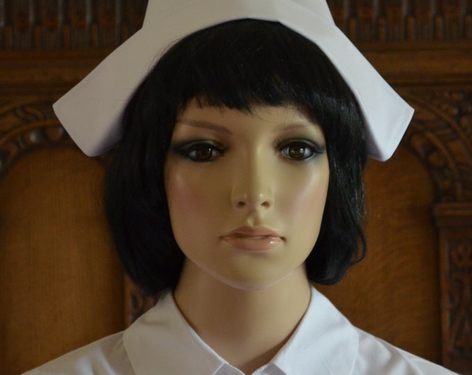 Old Fashioned Style White FABRIC NURSE HAT Hospital Nurse Cap With One ...
