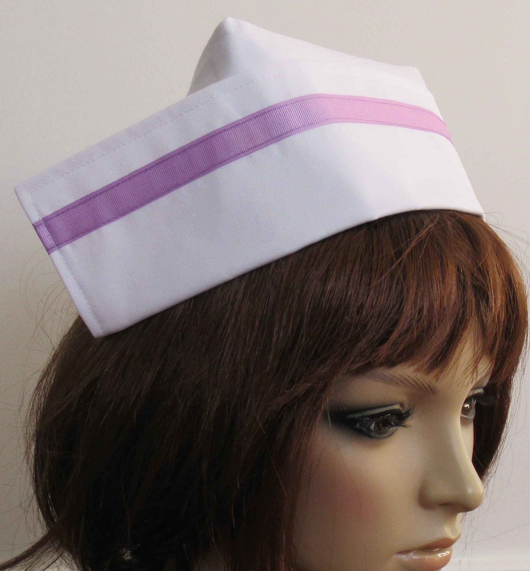 FABRIC NURSE'S HAT in a Vintage Style, White Nurse Cap With Lilac ...