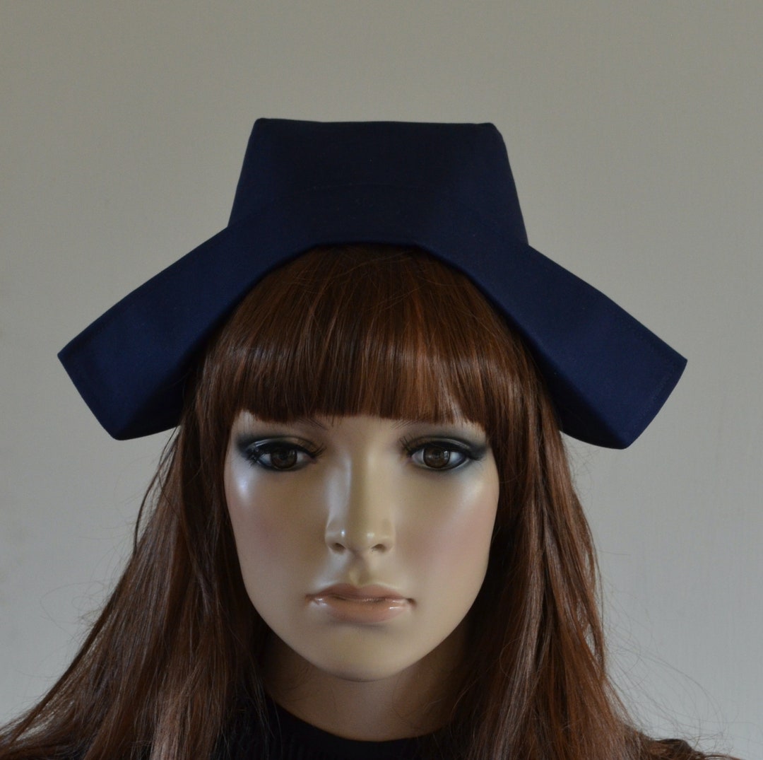 Navy Blue Vintage Style FABRIC NURSE HAT Nurse Cap With Button - Etsy