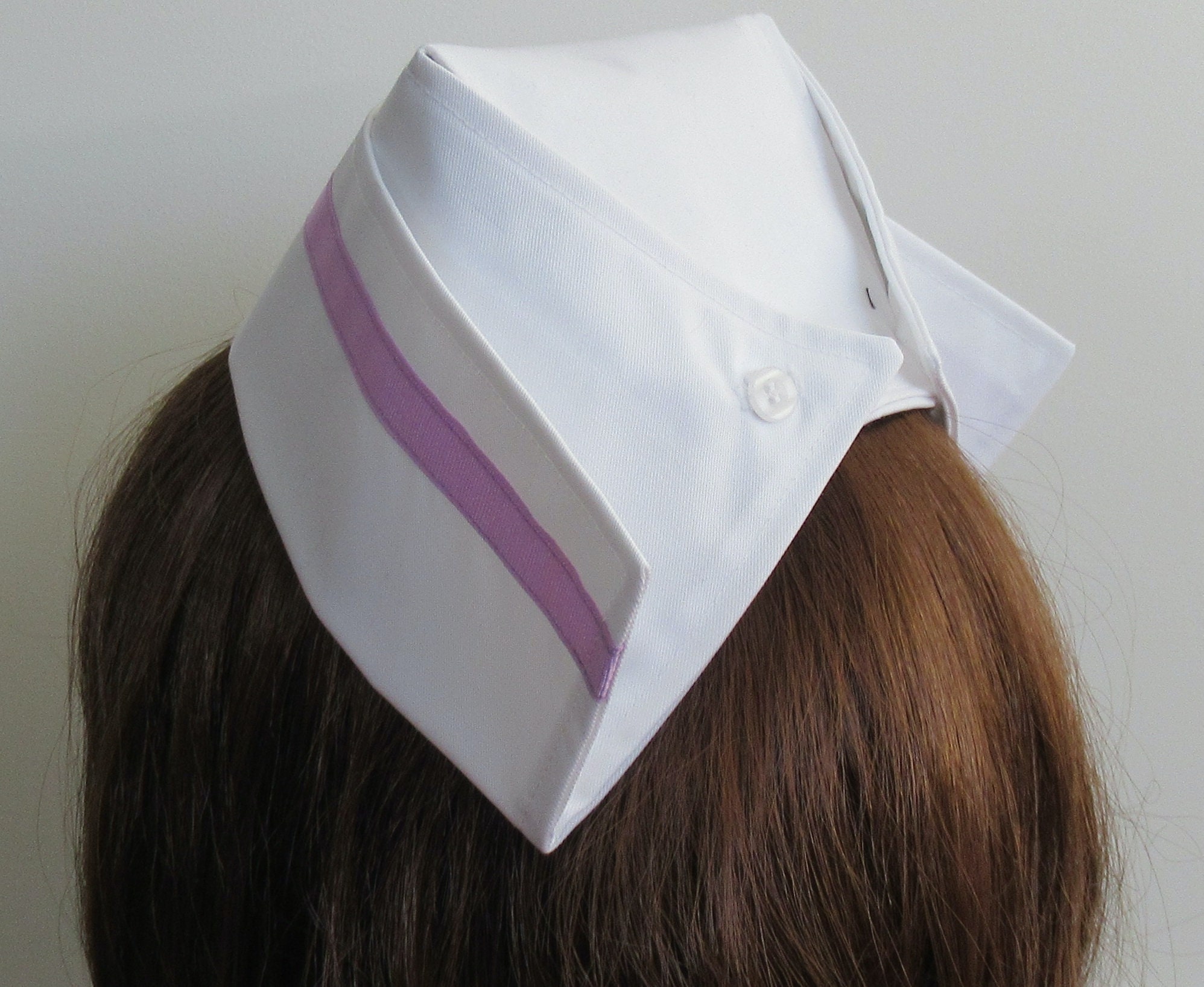 FABRIC NURSE'S HAT in a Vintage Style, White Nurse Cap With Lilac ...