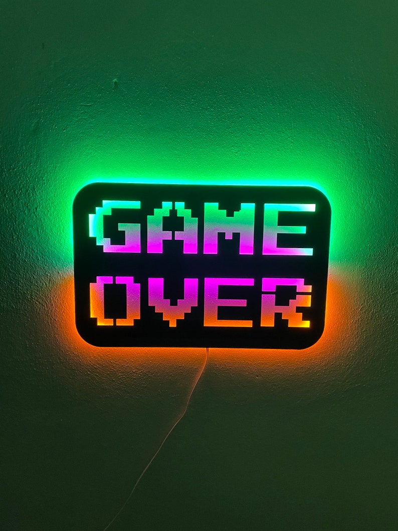 Game Over LED Schild Video Game Dekor Wand Gaming Lampe | Etsy Schweiz