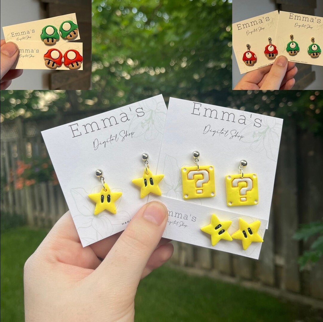 Polymer Clay Earrings | Mario Kart Earrings | Mario Kart | Mushroom ...