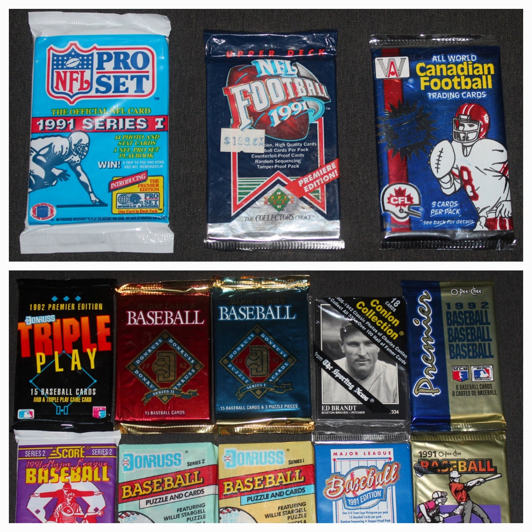 Factory Sealed Vintage Baseball & Football Card Packs Upper Deck ...