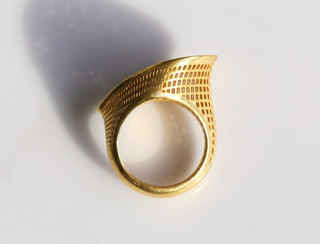 Geometric 3d Printed 18k Gold Plated 925 Sterling Silver Ring - Etsy