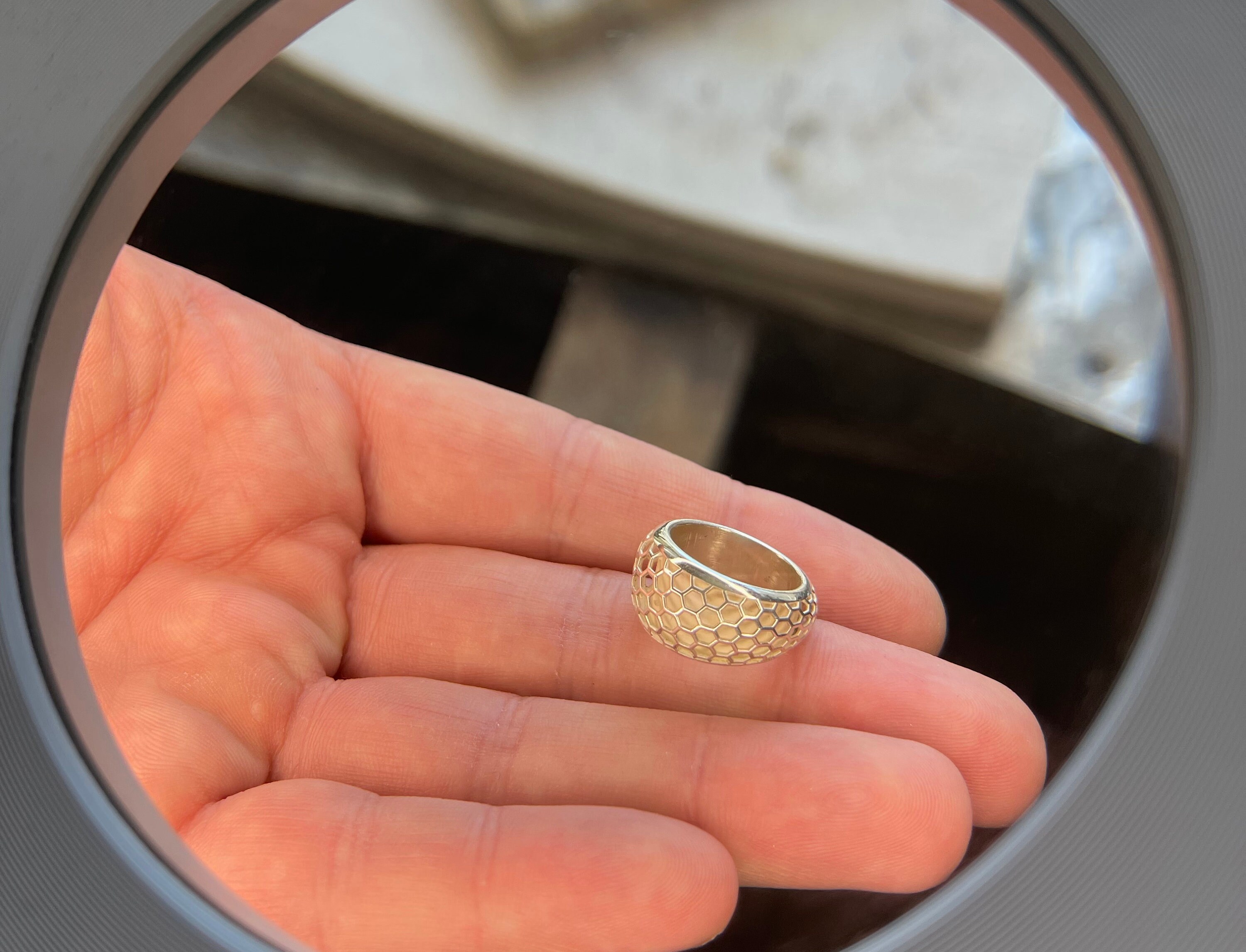 Geometric 3d Printed 925 Sterling Silver Ring - Etsy