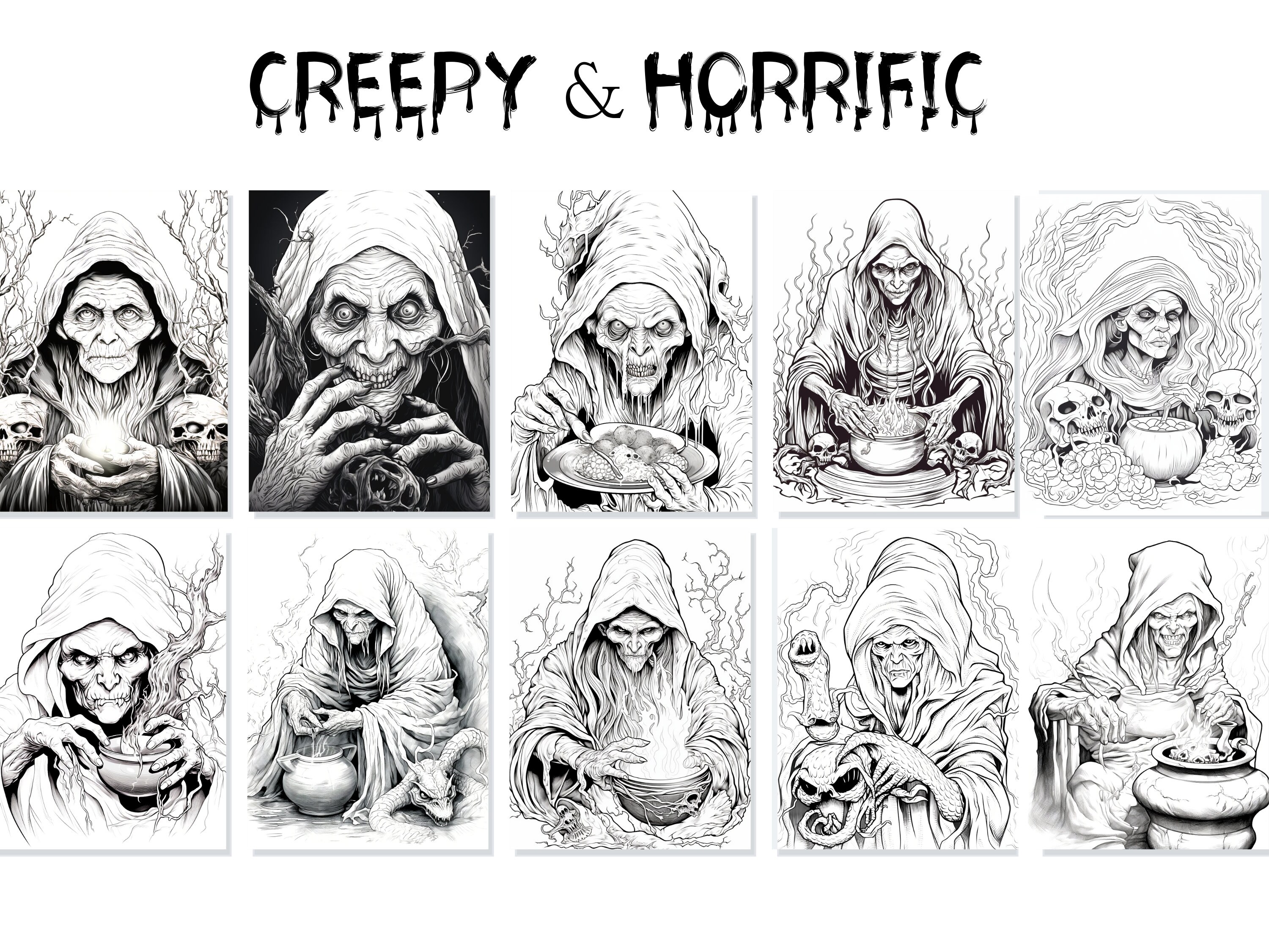 25 Ultra-realistic & Spine-chilling Witch Coloring Pages - Etsy