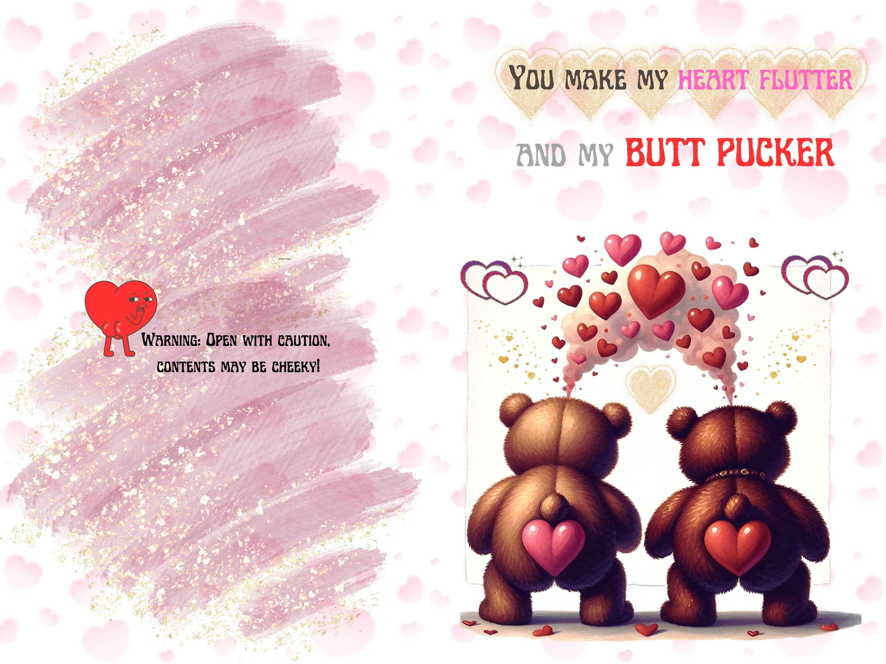Heart Flutter Butt Pucker Farting Card Funny Valentine's Day Card for ...