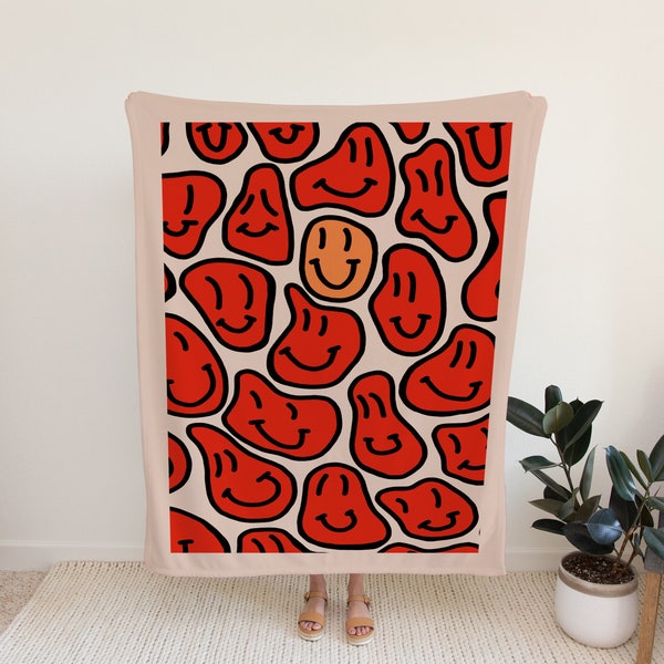 Smiley Face Fleece Blanket - Etsy