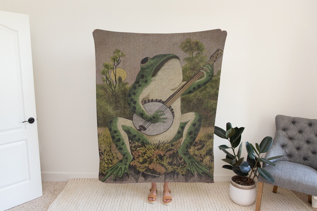 Frog Playing Banjo Blanket Vintage Animal Woven Tapestry - Etsy