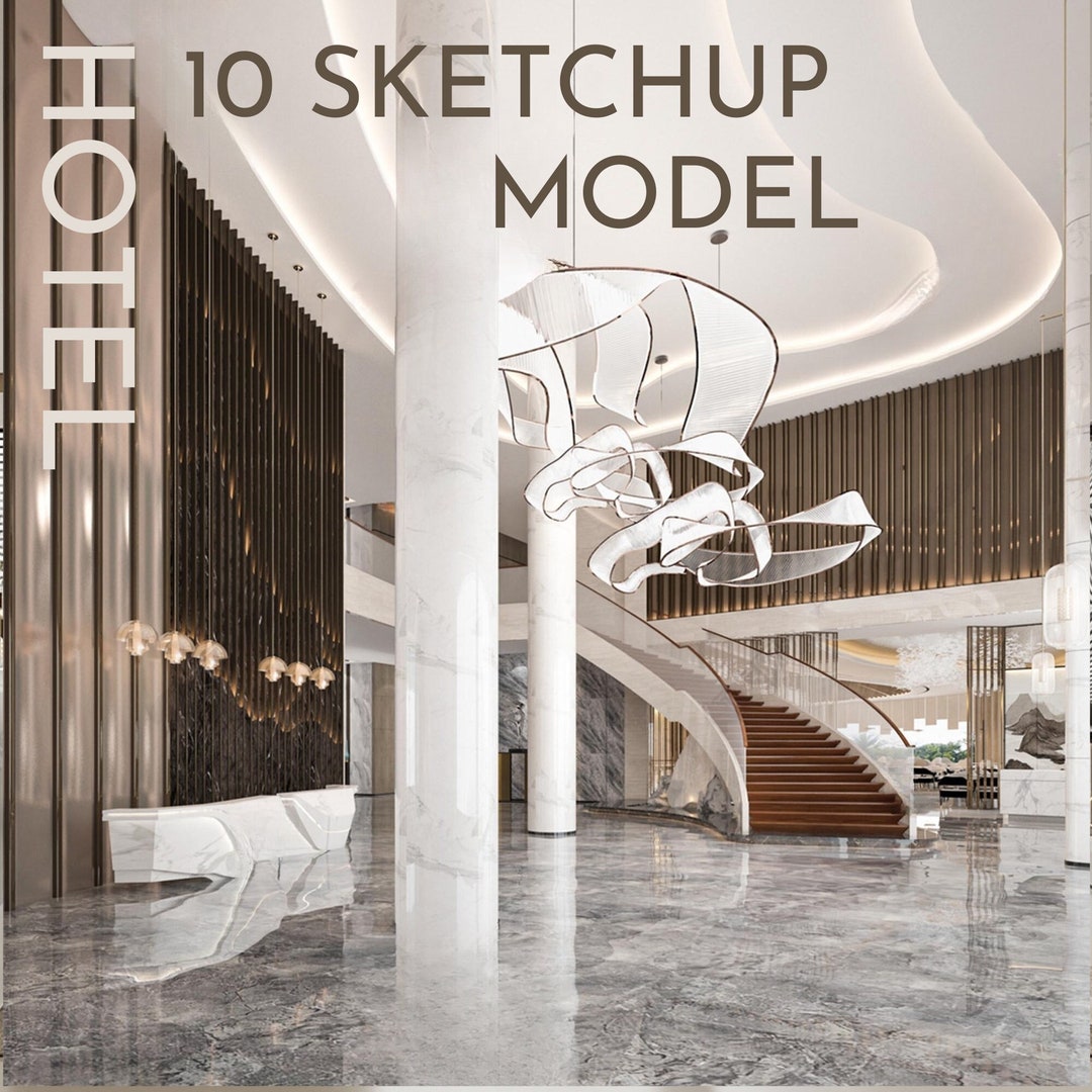 Modern Hotel Lobby Interior Design H3 Professional Sketchup 3D Model - Etsy