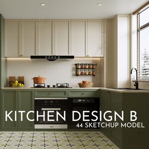 Kitchen B - 44 Sketchup 3D Model Interior Design Model - Etsy