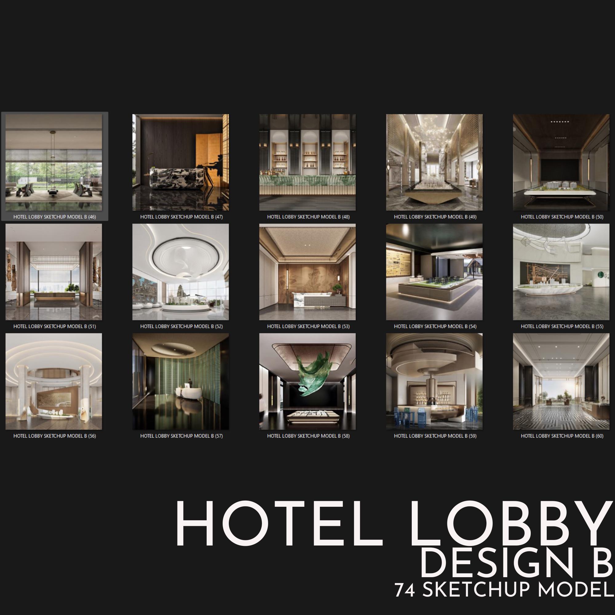 NEW! UPDATED 74 Hotel Lobby Set B - Sketchup 3D Hotel Lobby Interior ...