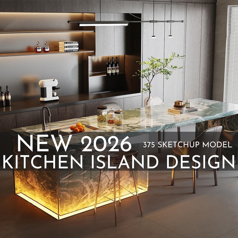 375 Kitchen Island Sketchup 3D Models | 2026 New Design | Interior ...