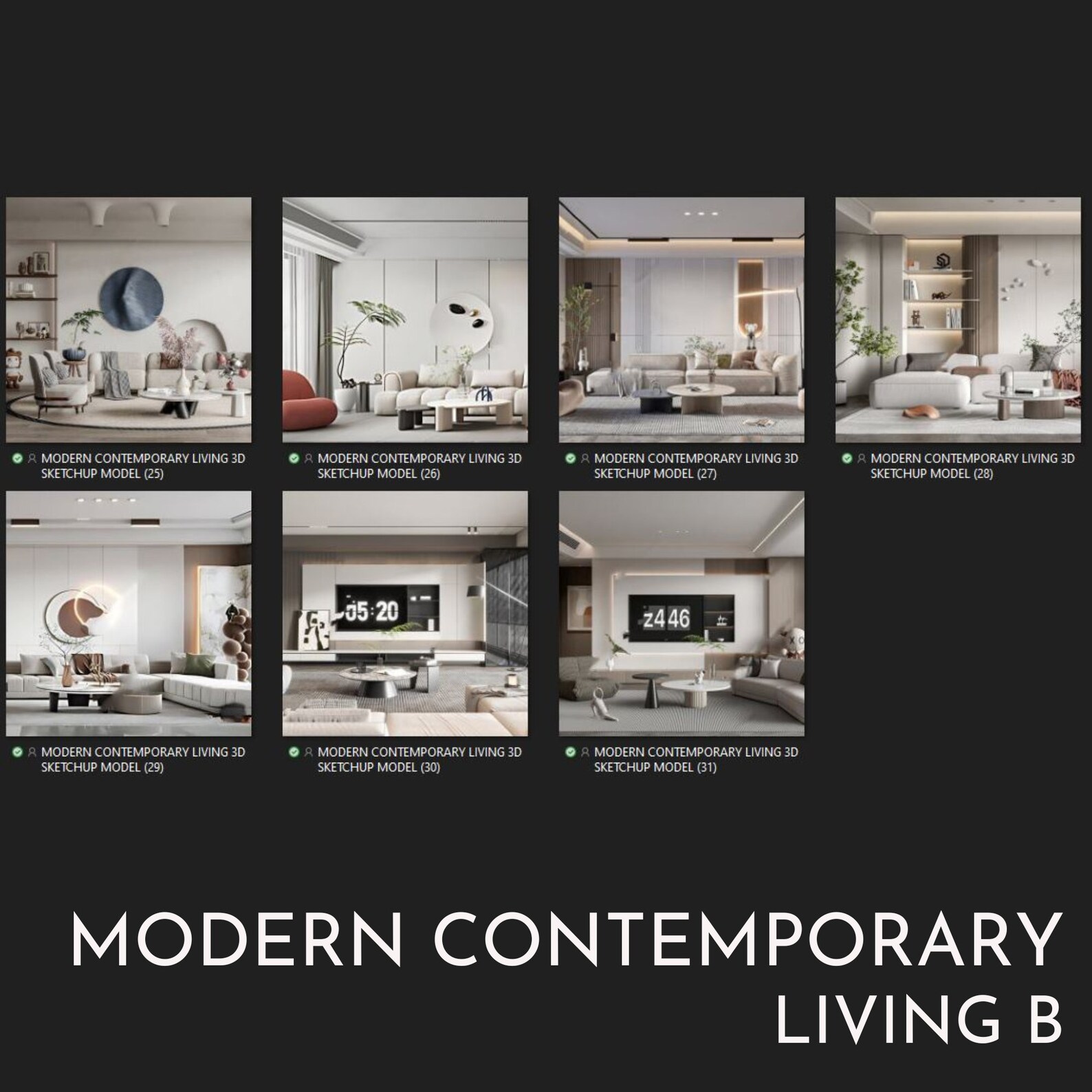 NEW! Modern Contemporary Living B - 31 Sketchup 3D Interior Design ...