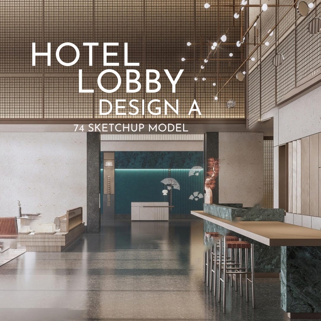74 Hotel Lobby Set A - Sketchup 3D Hotel Lobby Interior Design Model ...