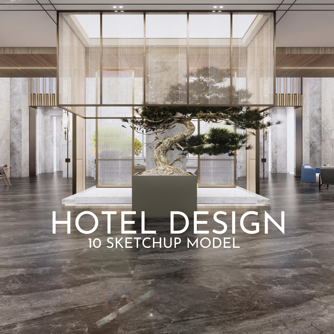 Modern Hotel Lobby Interior Design H3 Professional Sketchup 3D Model - Etsy