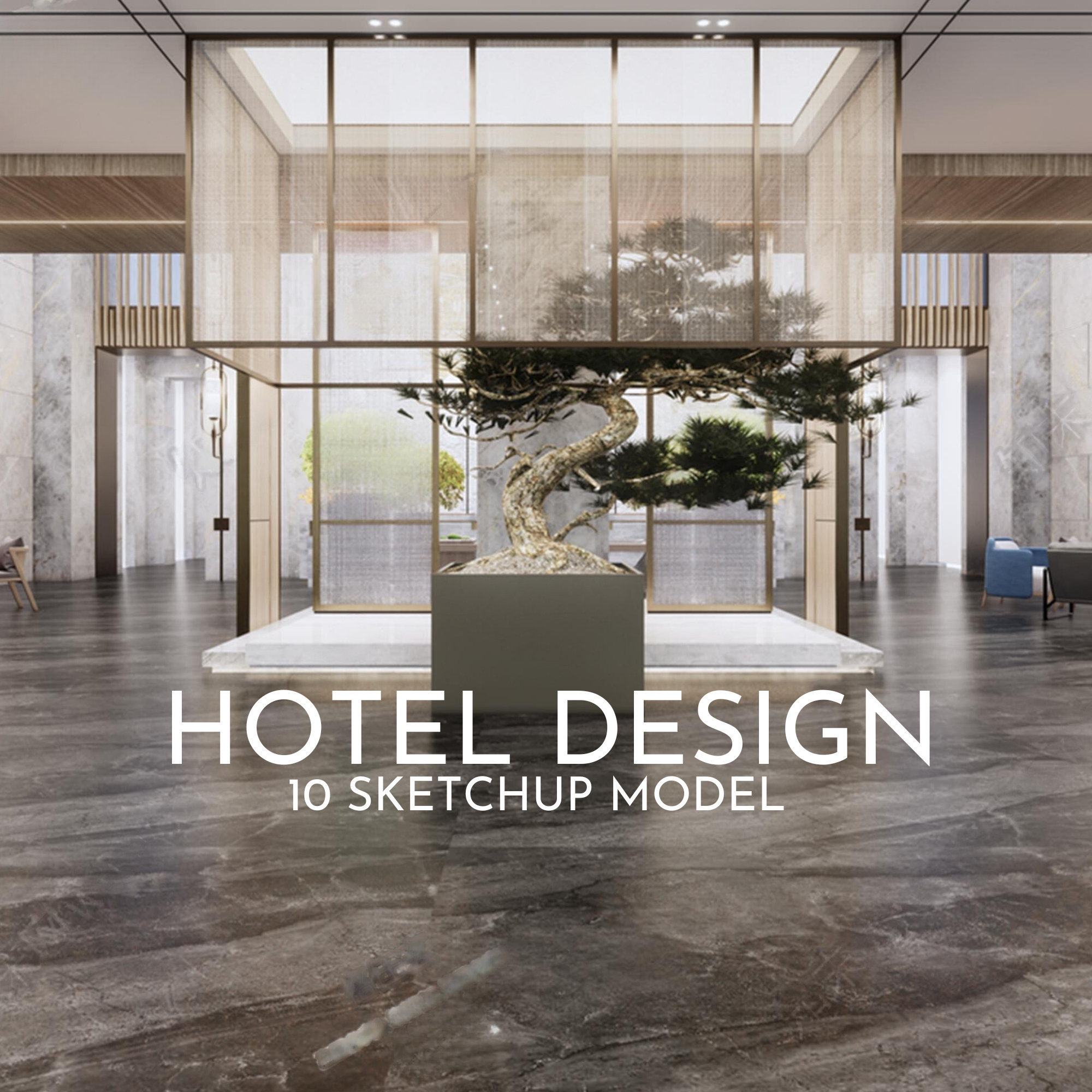 Modern Hotel Lobby Interior Design H3 Professional Sketchup 3D Model - Etsy