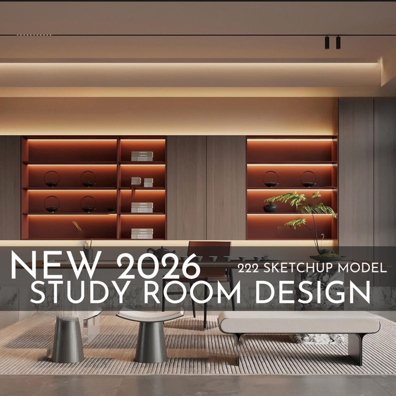 222 Study Room Sketchup 3D Models | 2026 New Design | Interior Asset ...