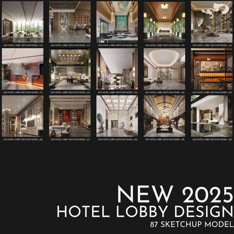 2025 NEW! 87 Hotel Lobby - Sketchup 3D Hotel Lobby Interior Design ...