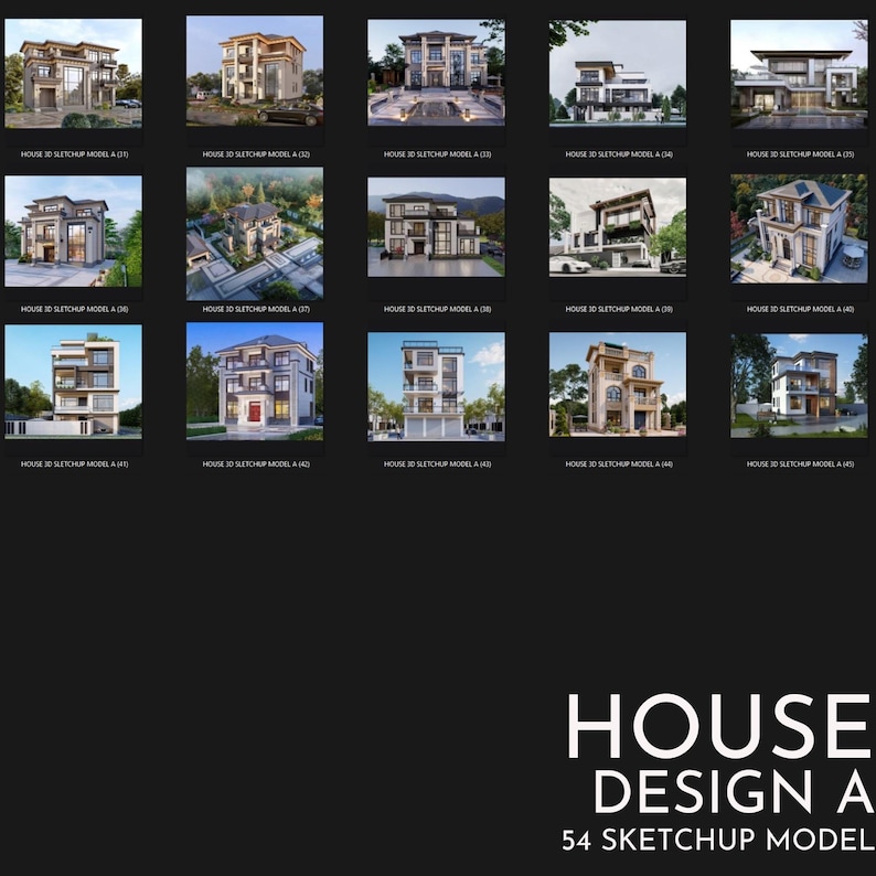 NEW! UPDATED 54 House Set A - Sketchup 3D House Interior Design Model ...