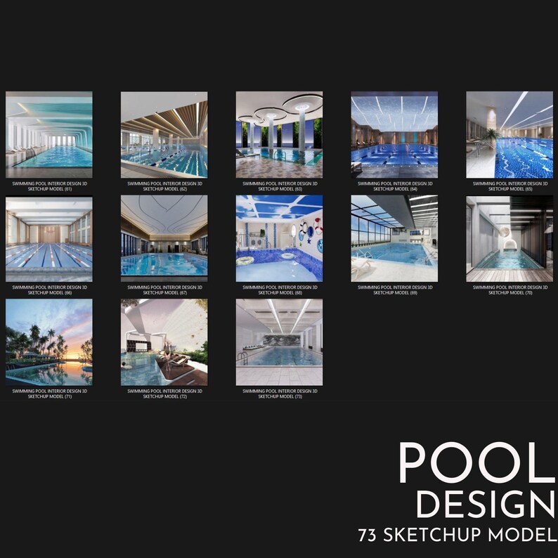 NEW! 73 Swimming Pool Design Sketchup 3D Interior Design Model - Etsy