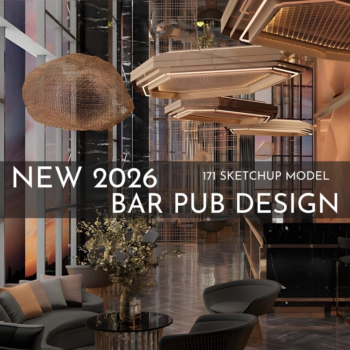 2026 NEW! 171 BAR PUB - Sketchup 3D Hotel Room Interior Design Model - Etsy