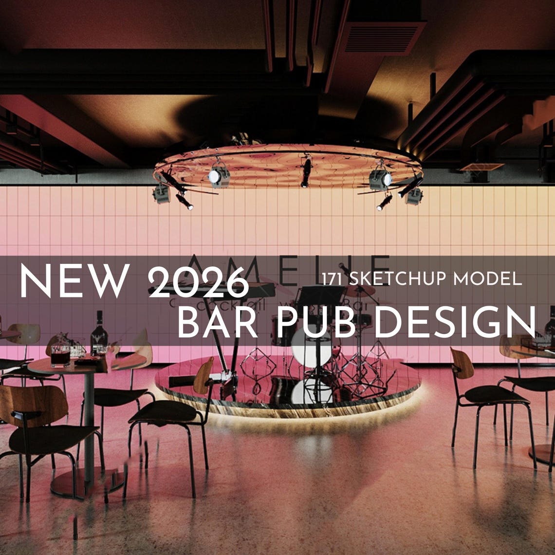 2026 NEW! 171 BAR PUB - Sketchup 3D Hotel Room Interior Design Model - Etsy