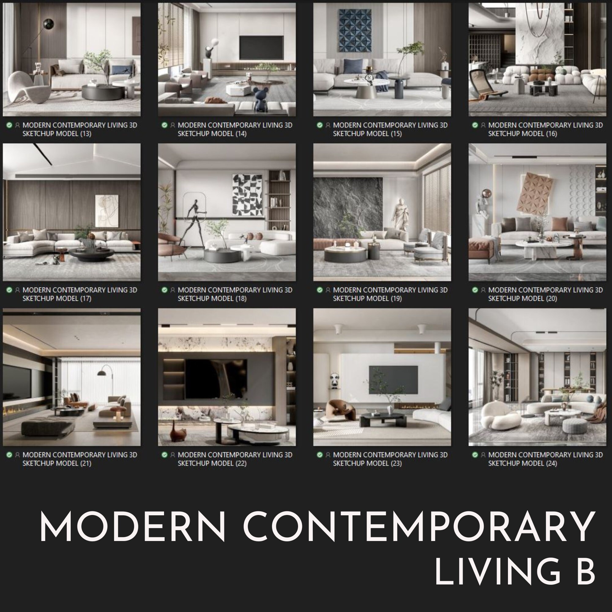 NEW! Modern Contemporary Living B - 31 Sketchup 3D Interior Design ...