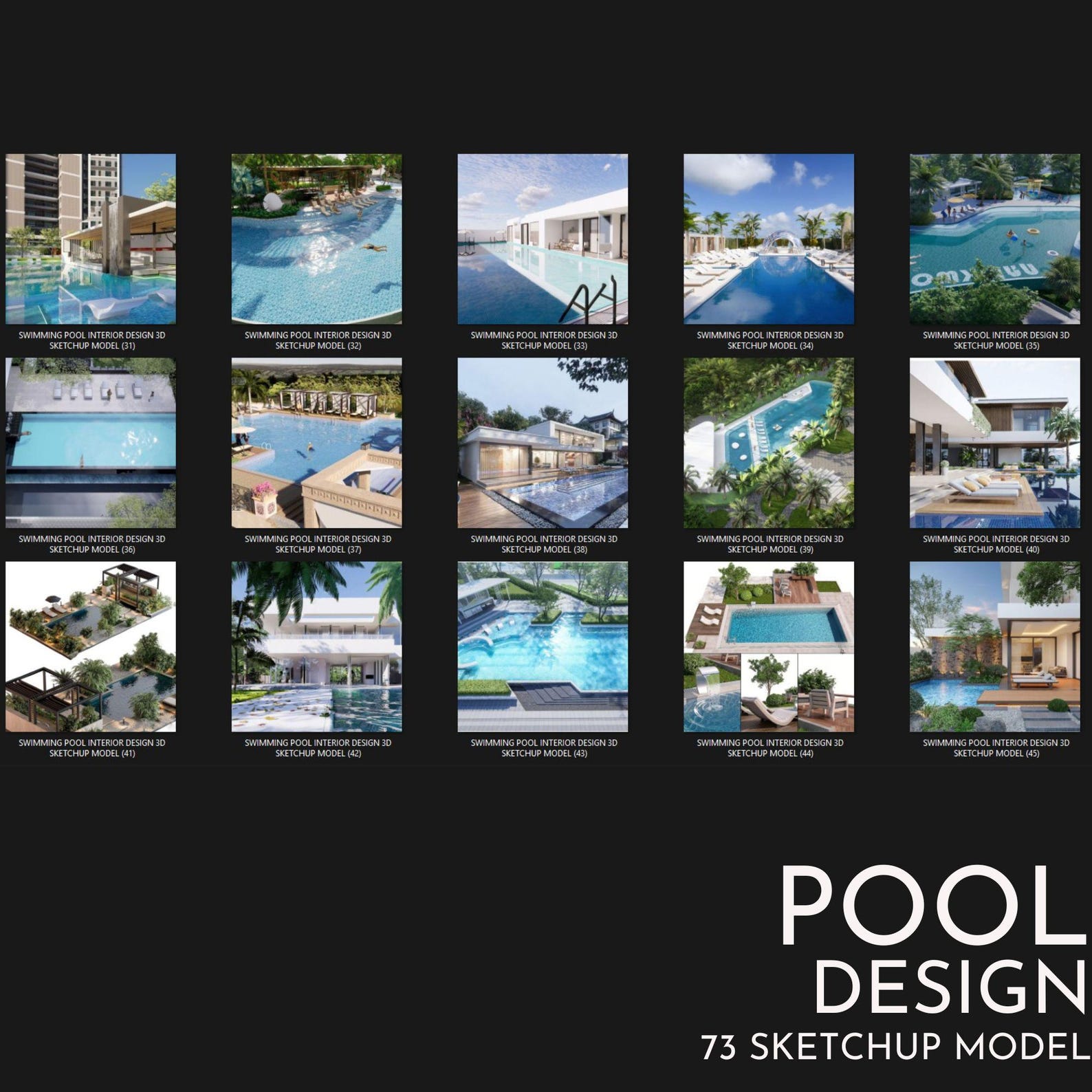 NEW! 73 Swimming Pool Design Sketchup 3D Interior Design Model - Etsy