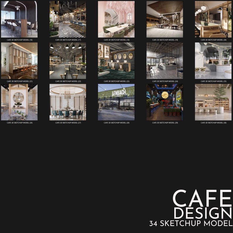 NEW! 34 CAFE - Sketchup 3D CAFE Interior Design Model - Etsy