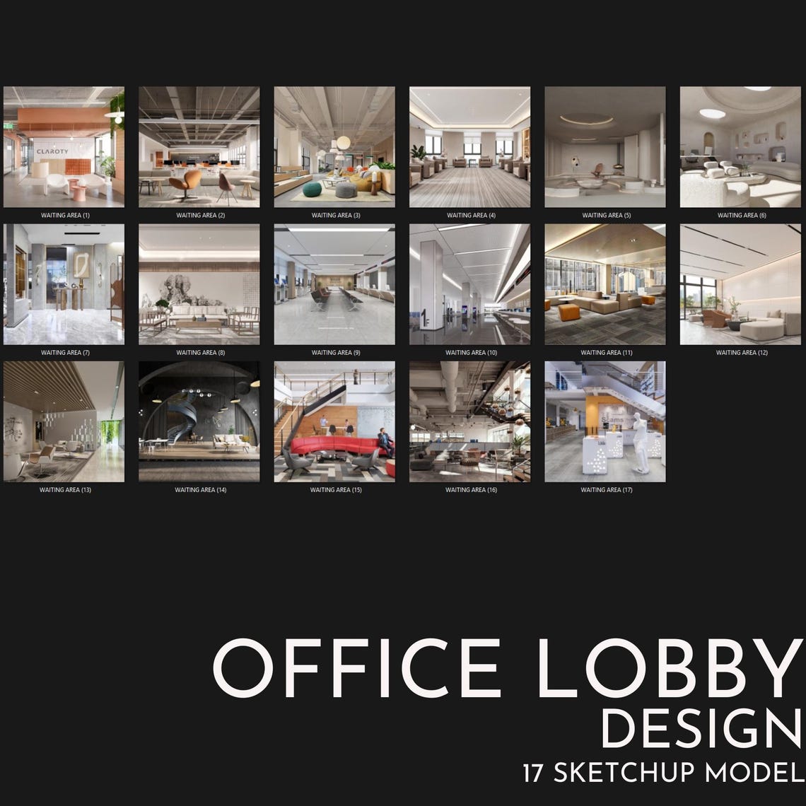 NEW! 17 Office Lobby - Sketchup 3D Office Lobby Interior Design Model ...