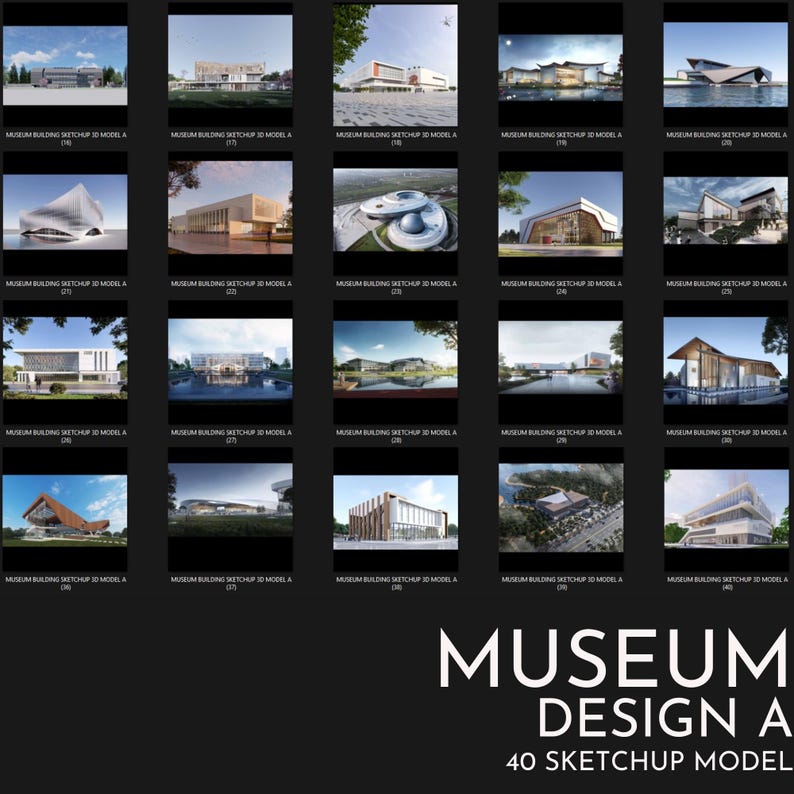 NEW! 40 Museum Building Set A - Sketchup 3D Museum Building Interior ...