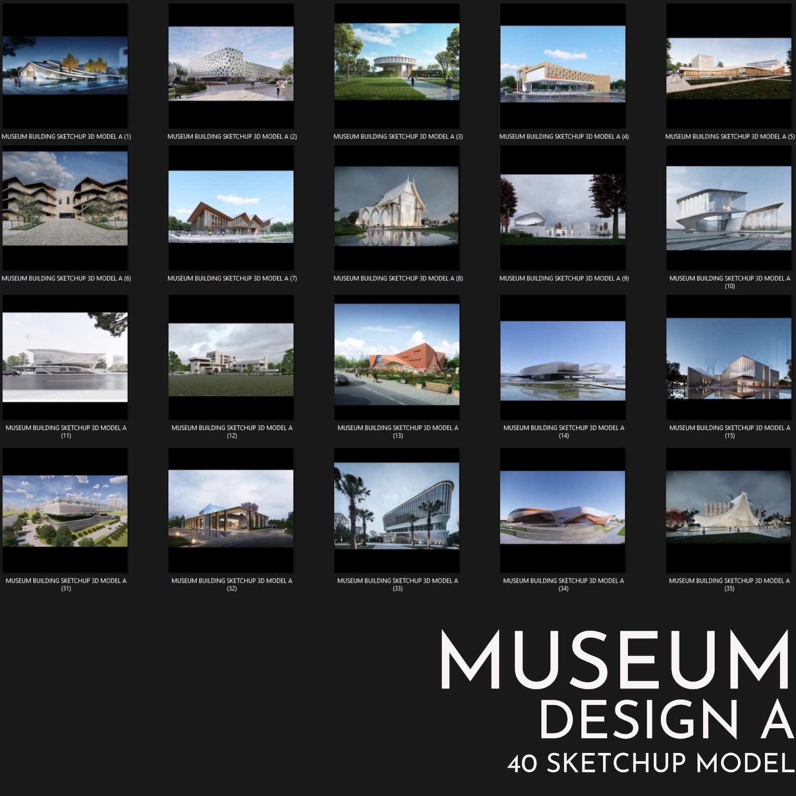 NEW! 40 Museum Building Set A - Sketchup 3D Museum Building Interior ...