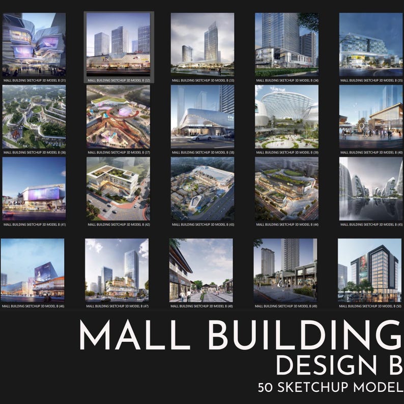 50 Mall Building Sketchup 3D Models: Interior Design Set B (digital ...