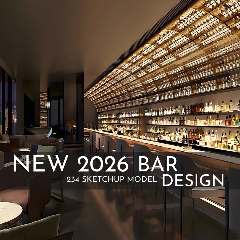 2026 NEW! 234 BAR PUB - Sketchup 3D Hotel Room Interior Design Model - Etsy