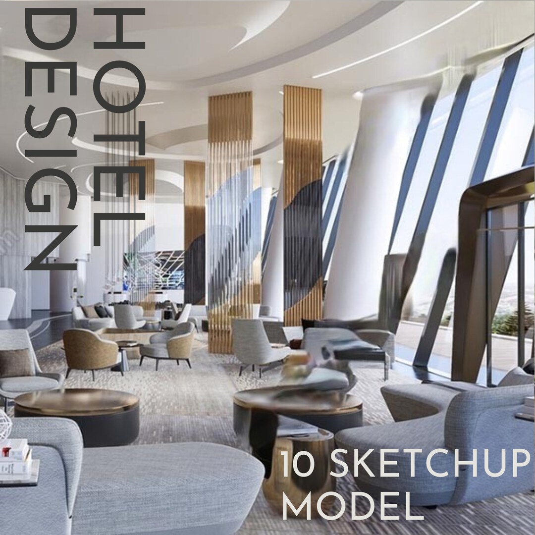 NEW Hotel Lobby Interior Design HL2 Professional Sketchup 3D Model - Etsy