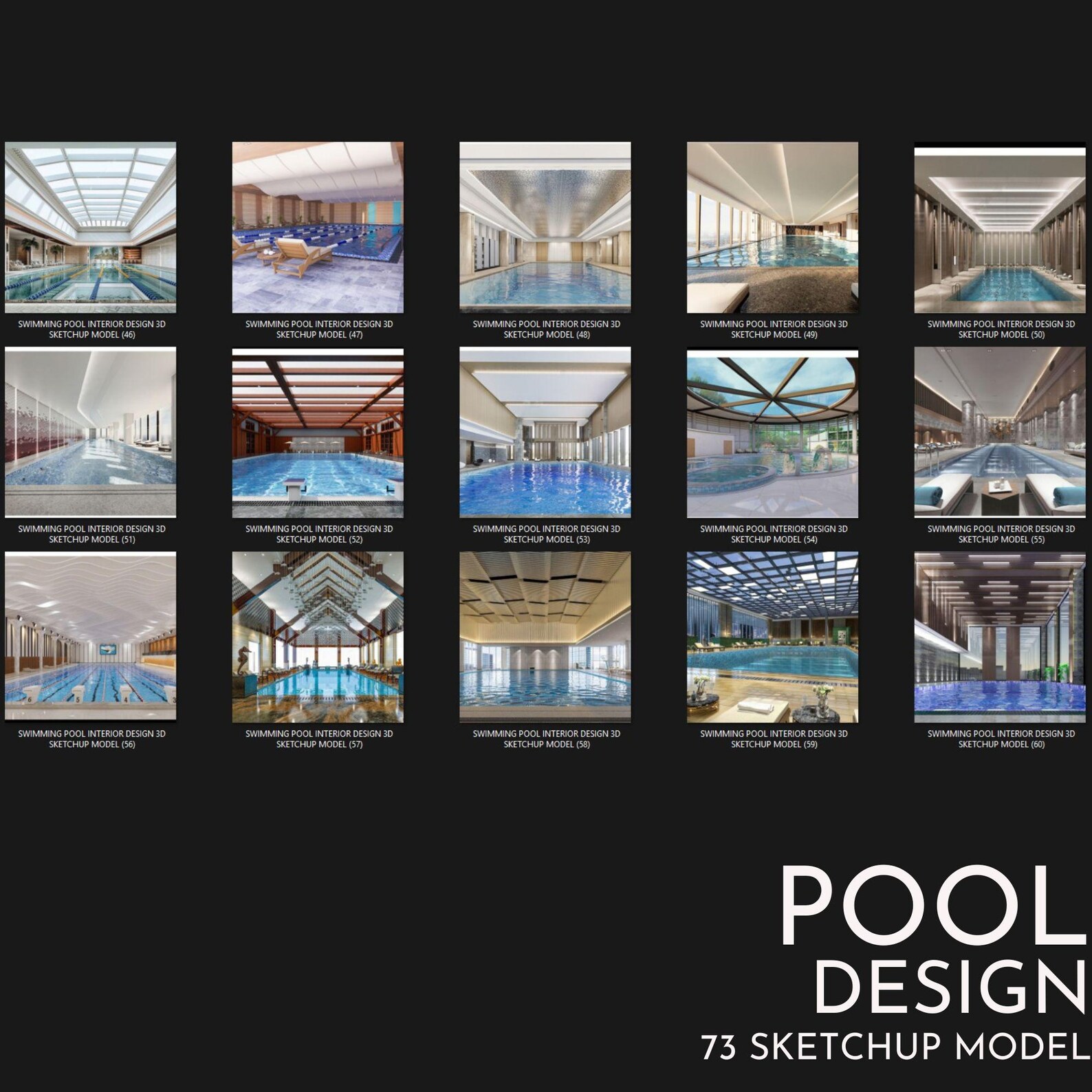NEW! 73 Swimming Pool Design Sketchup 3D Interior Design Model - Etsy