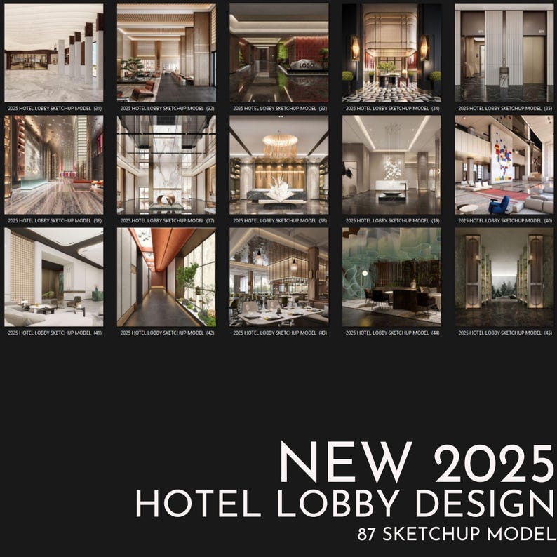 2025 NEW! 87 Hotel Lobby - Sketchup 3D Hotel Lobby Interior Design ...
