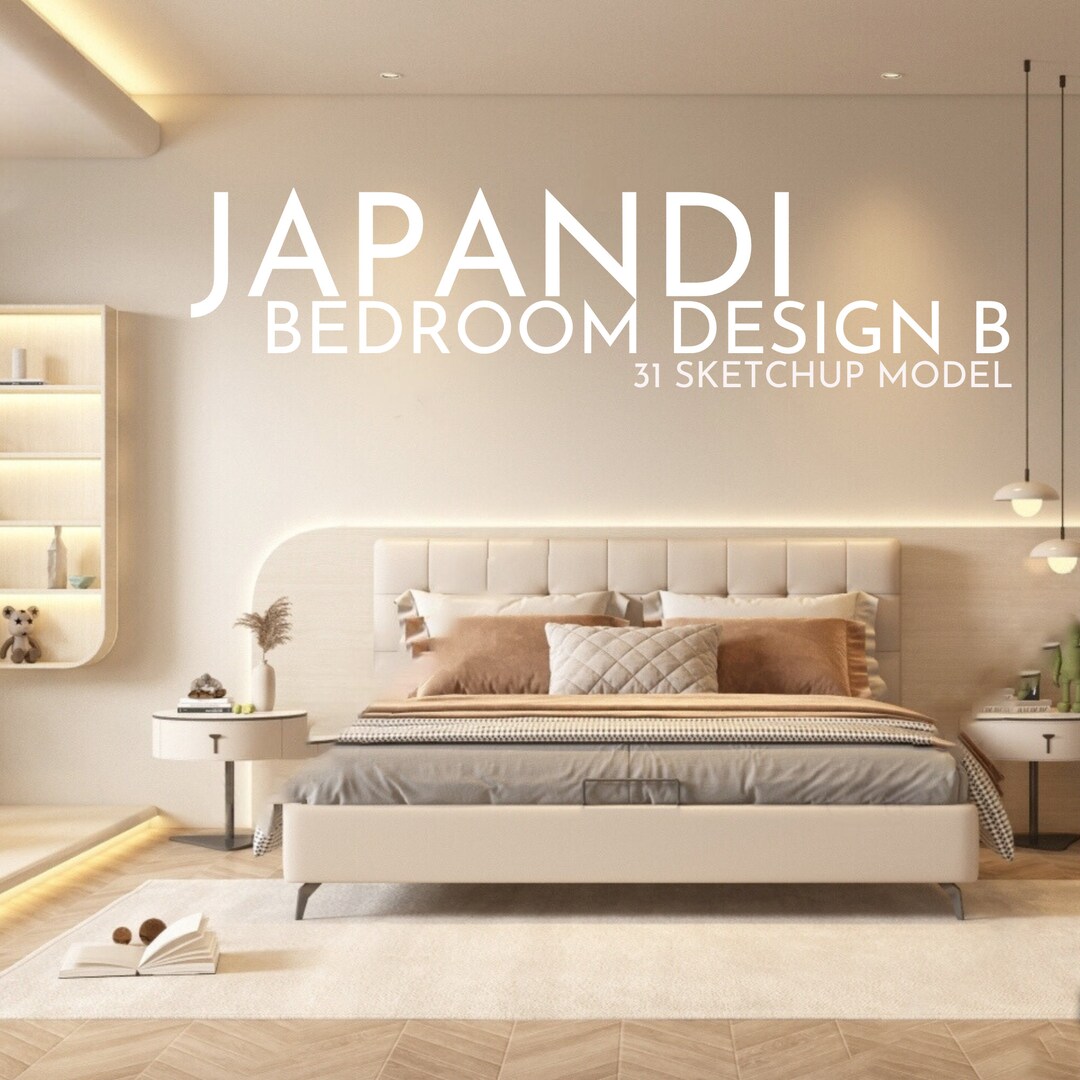 NEW! UPDATED Japandi Design Bedroom Interior Design B - 31 Sketchup 3D ...
