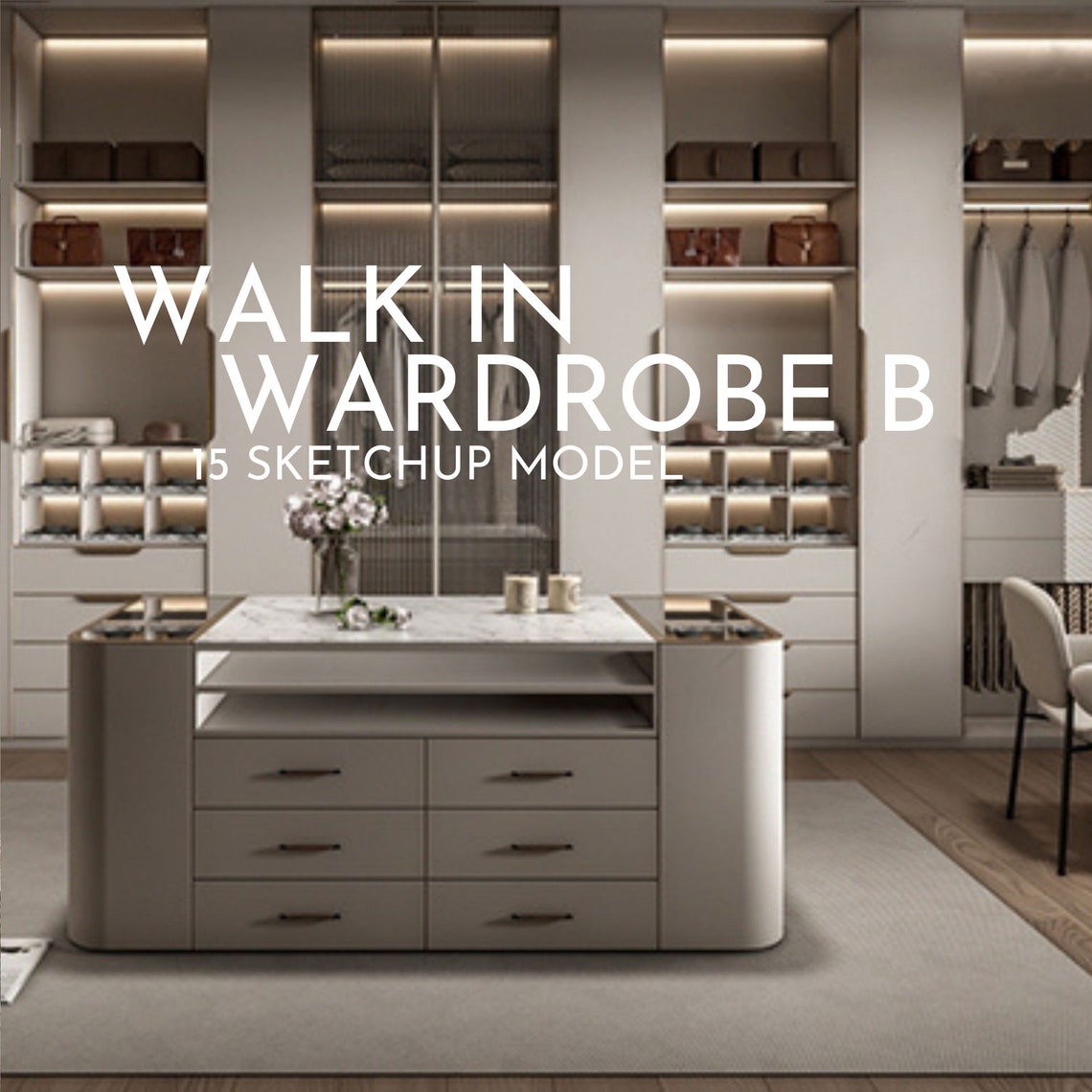 NEW Modern Walk in Wardrobe Sketchup Model Set B sketchup 3D Walk in ...