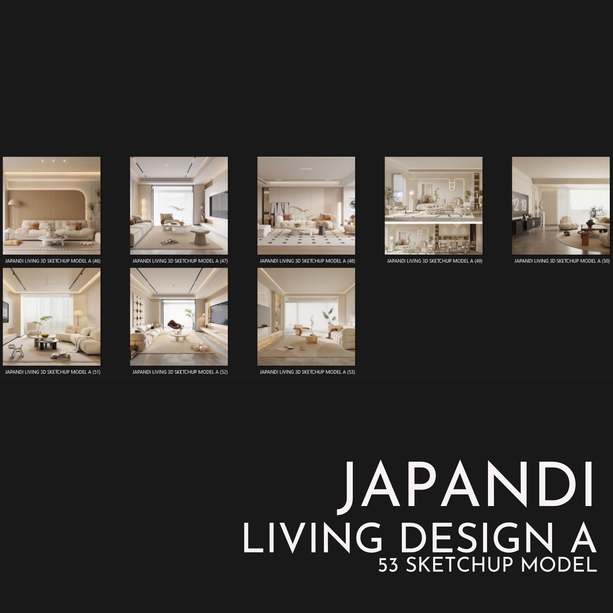 NEW! UPDATED Japandi Design Living Interior Design A - 53 Sketchup 3D ...